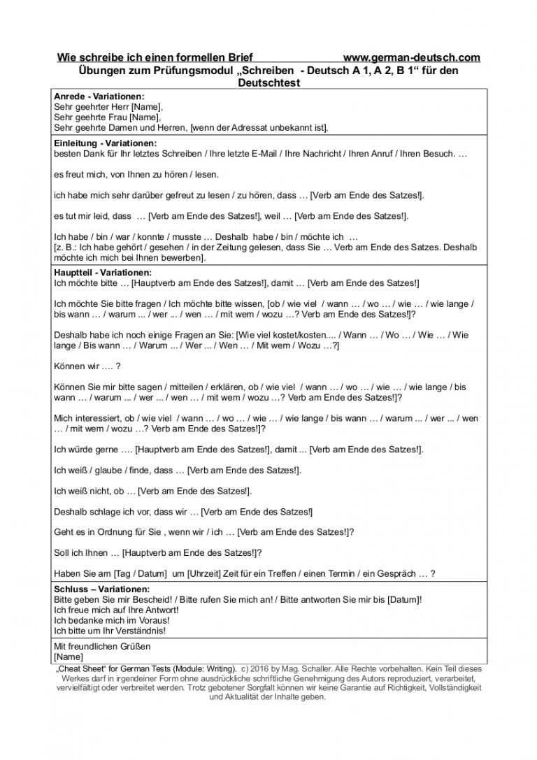 German Letters A1-B1: How to write a letter in German (Part 1) - german ...